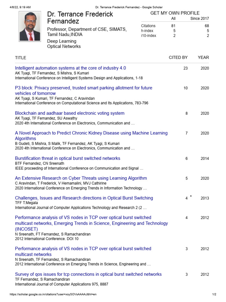 Terrance Frederick Fernandez Google Scholar | PDF | Computing ...