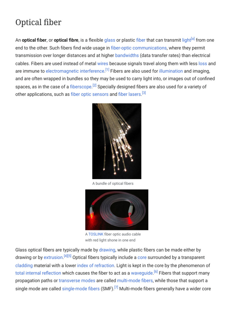 Optical Fiber - Wikipedia | PDF | Optical Fiber | Attenuation