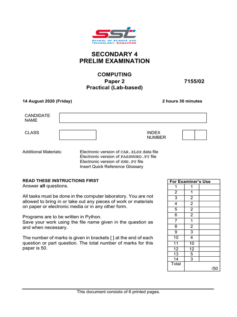 SST 2020 S4 Computing P2 | PDF | Software Engineering | Computer Science
