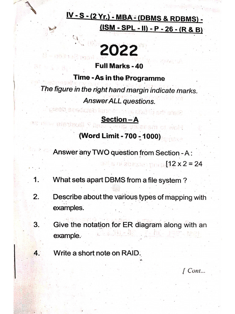 ISM SPL 4th Semester Examination 2022 | PDF