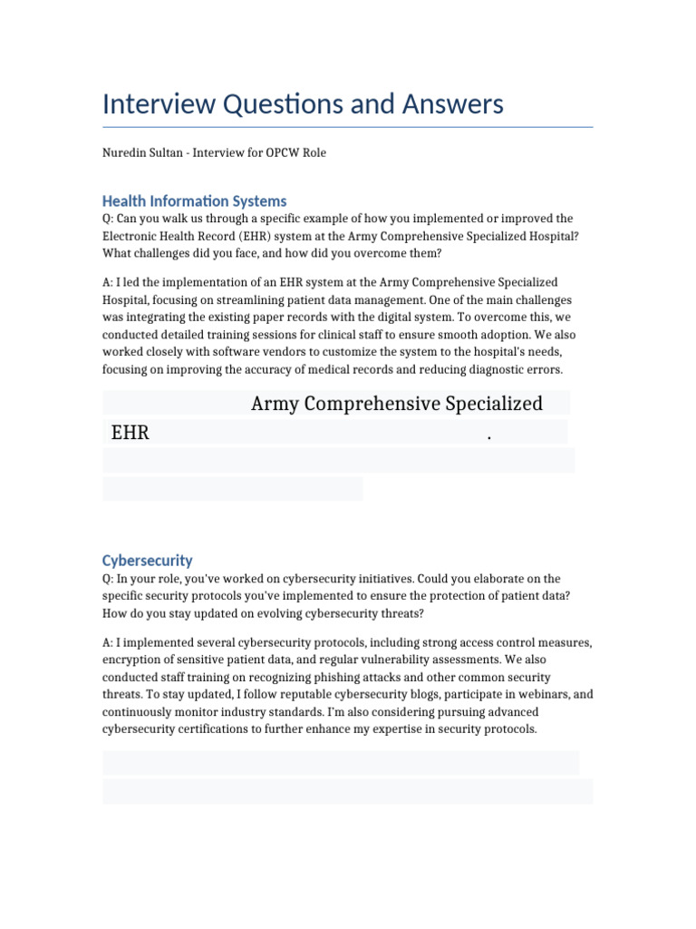 OPCW Interview: Health IT & Leadership Insights | PDF | Computer ...