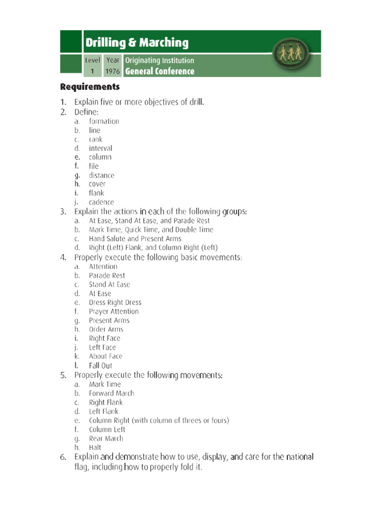 Drilling and Marching Commands Guide | PDF | Flag