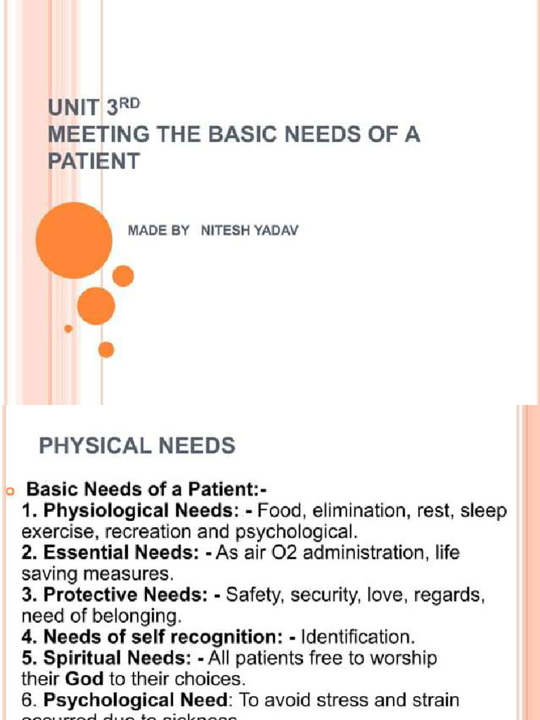 3 Meeting Basic Needs of Patient | PDF