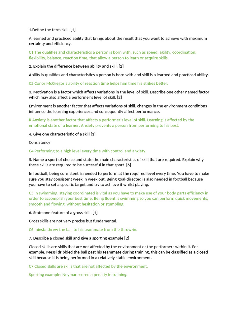 Chapter Assessment - Skill Acquisition | PDF | Learning | Knowledge
