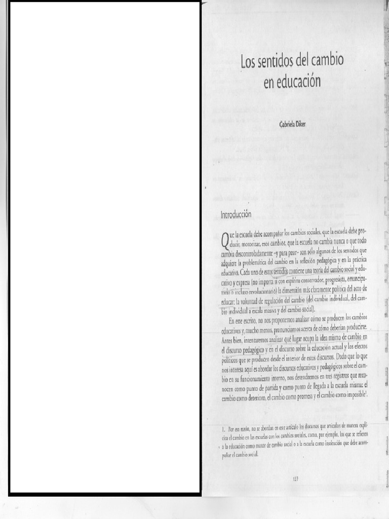 Diker Gabriela Los Sentidos Del Cambio en Educacion | PDF