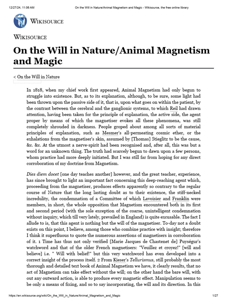 Arthur Schopenhauer - Animal Magnetism and Magic | PDF | Arthur ...
