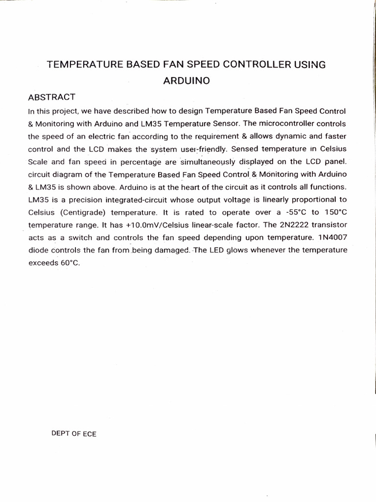 Arduino Fan Speed Controller Guide | PDF