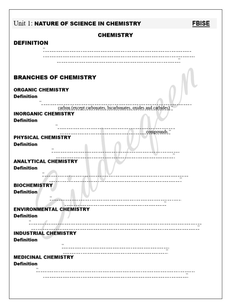 Unit 1 Nature of Science in Chemistry FBISE | PDF | Chemistry | Polymers