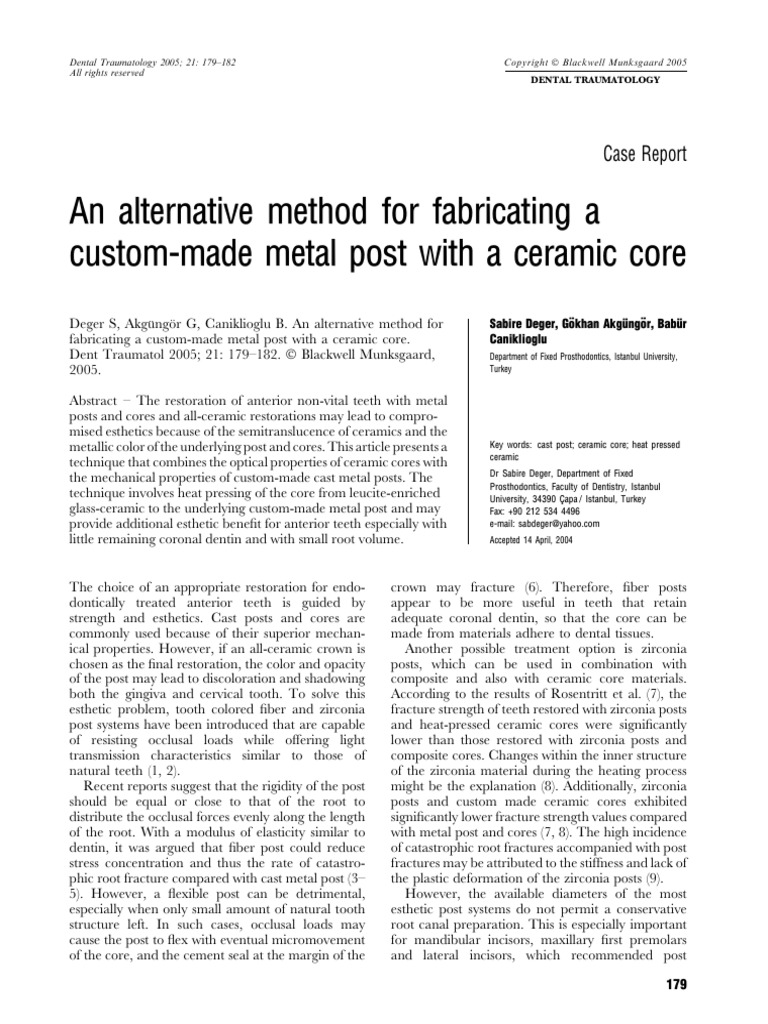 An Alternative Method For Fabricating A Custom-Made Metal Post With A ...