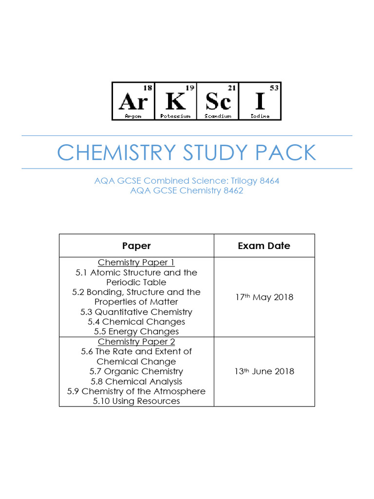 Chemistry Study Pack | PDF | Alkene | Chemical Bond