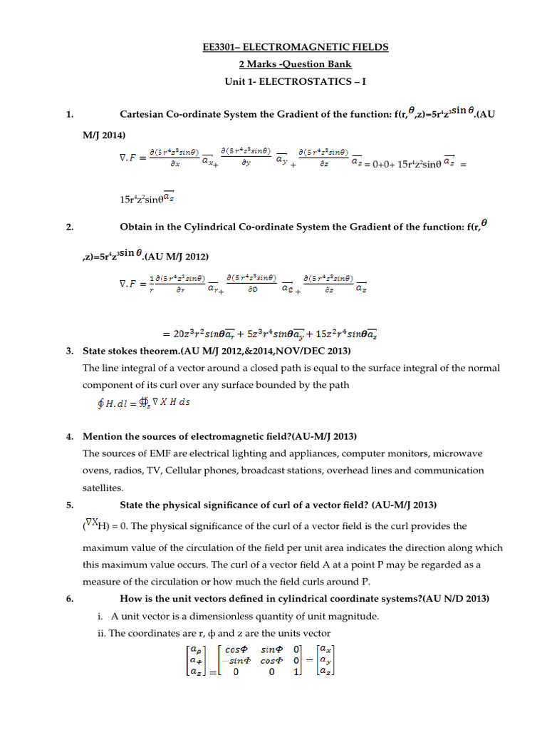 EE3301 Electromagnetic Fields | PDF | Electromagnetic Induction | Magnetic Field