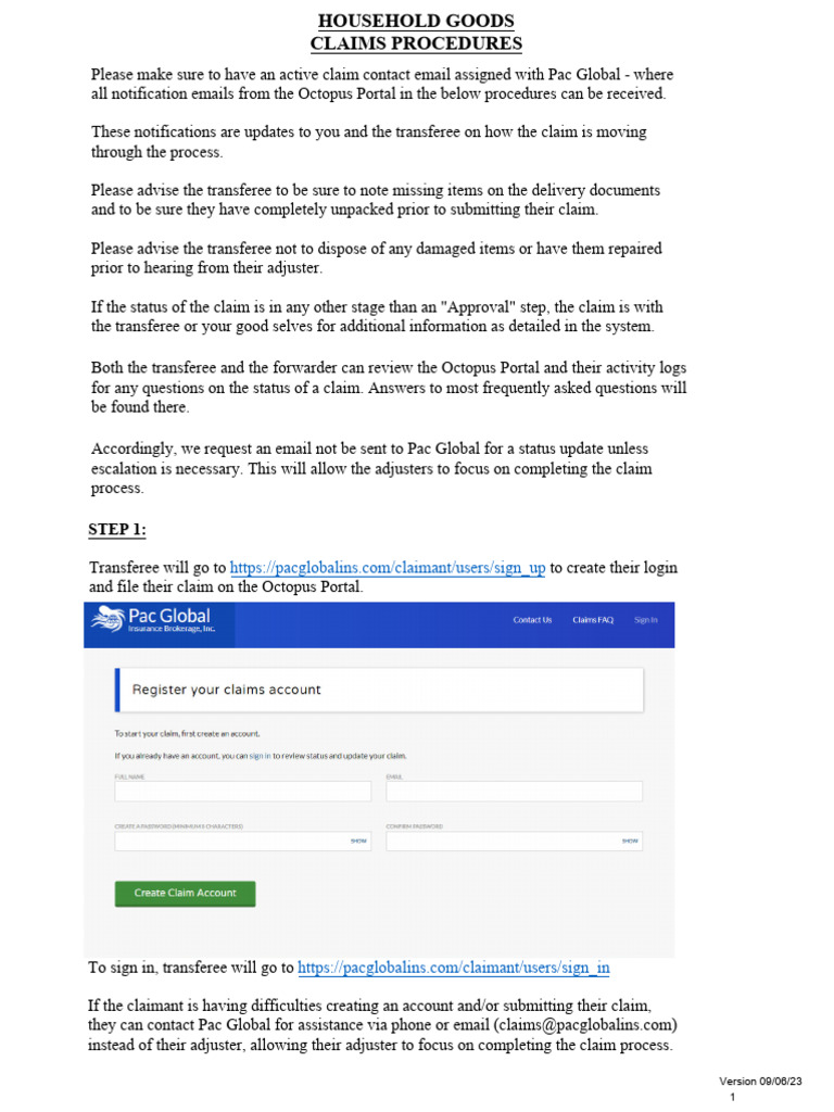 GENERAL Claim Procedures 2023 | PDF