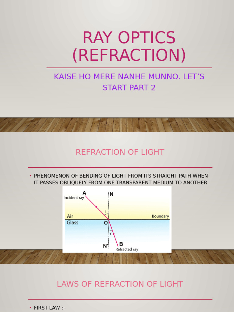 Ray Optics (Refraction) Part 2 | PDF | Refraction | Refractive Index