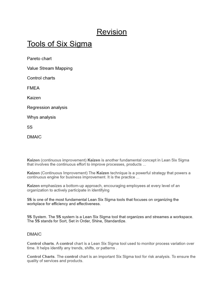 Tools of Six Sigma - Docx-1 | PDF | Six Sigma | Causality