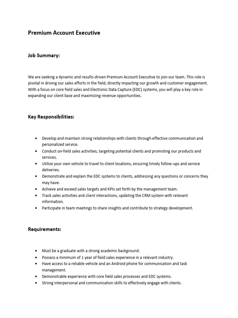 Premium Account Executive | PDF | Sales | Customer Relationship Management