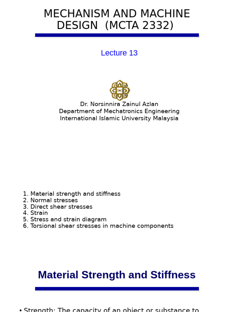 Lecture 13 Mechanism and Machine Design-1 | PDF | Deformation ...