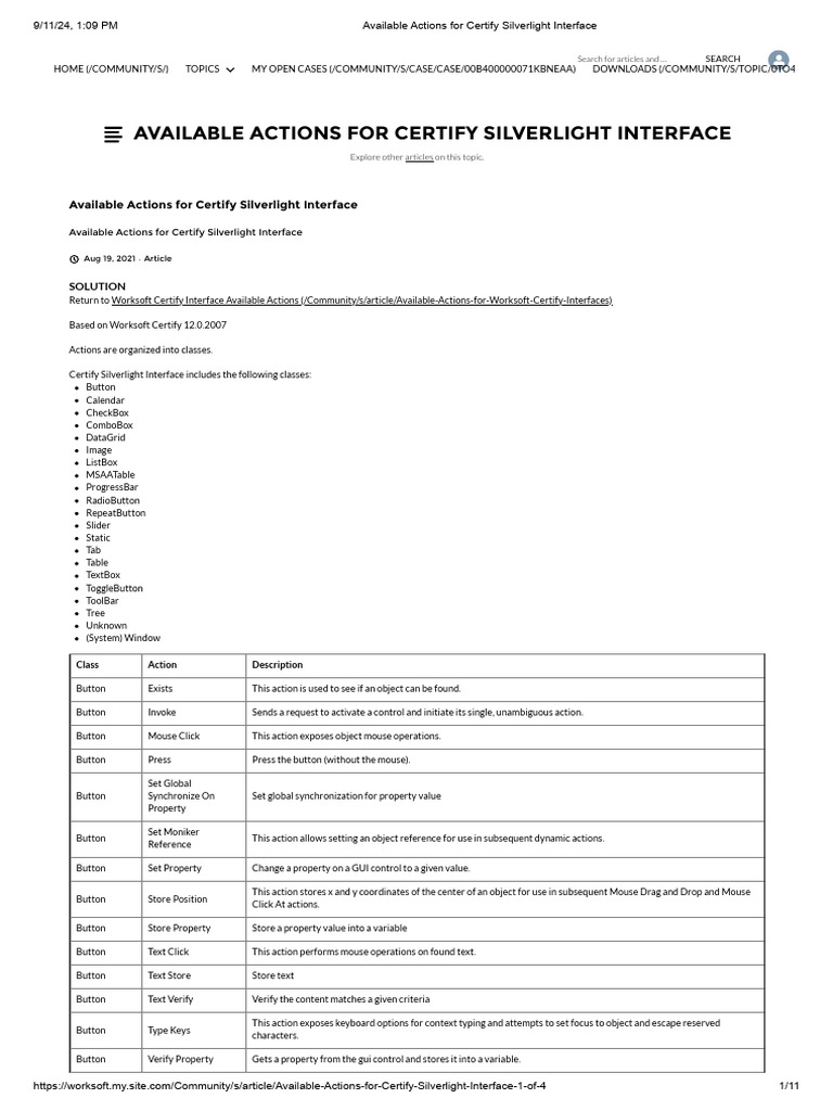 Available Actions For Certify Silverlight Interface | PDF | Window (Computing) | Graphical User ...