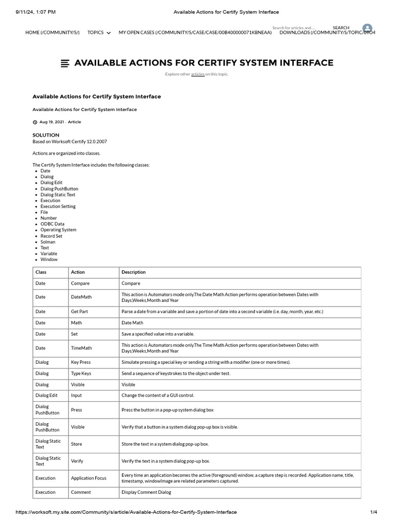 Available Actions For Certify System Interface | PDF | Databases | Command Line Interface