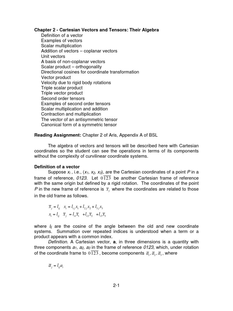 Cartesian Vector Format Pdf Euclidean Vector Tensor
