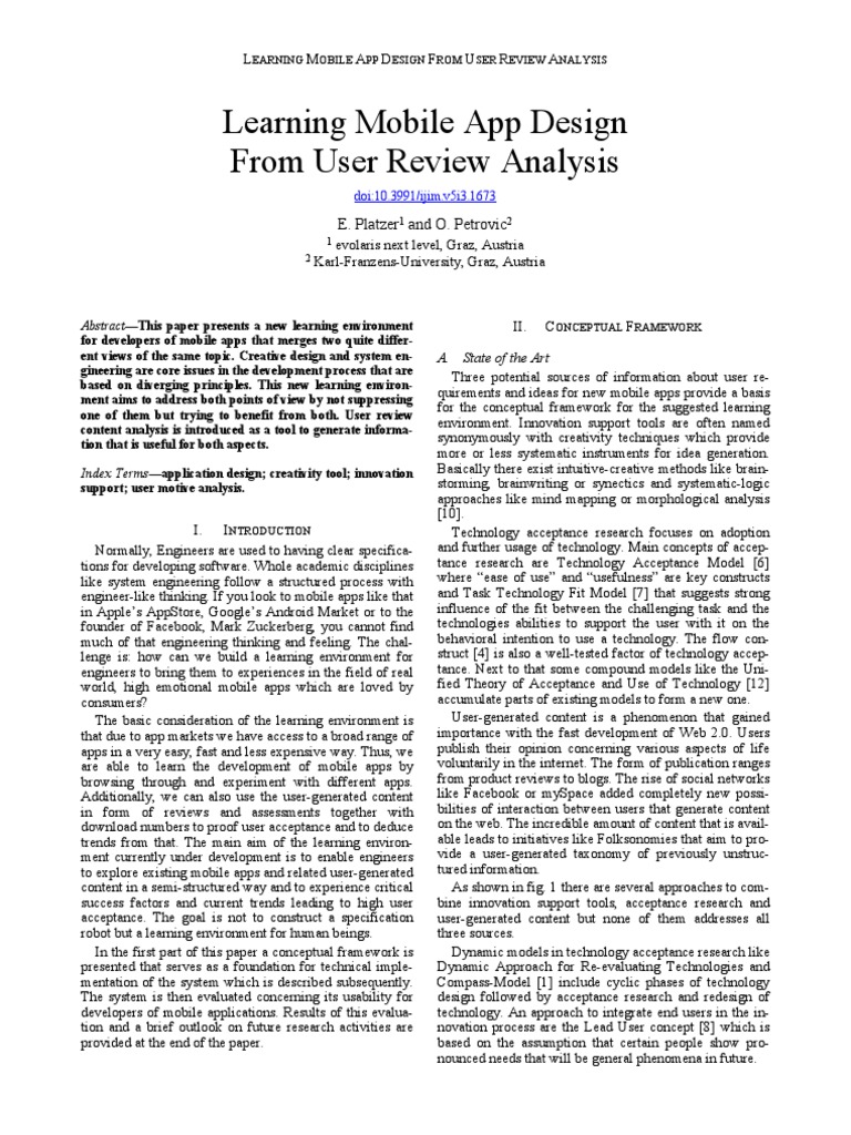 Mobile App Design via User Reviews Analysis | PDF | Usability | Mobile App