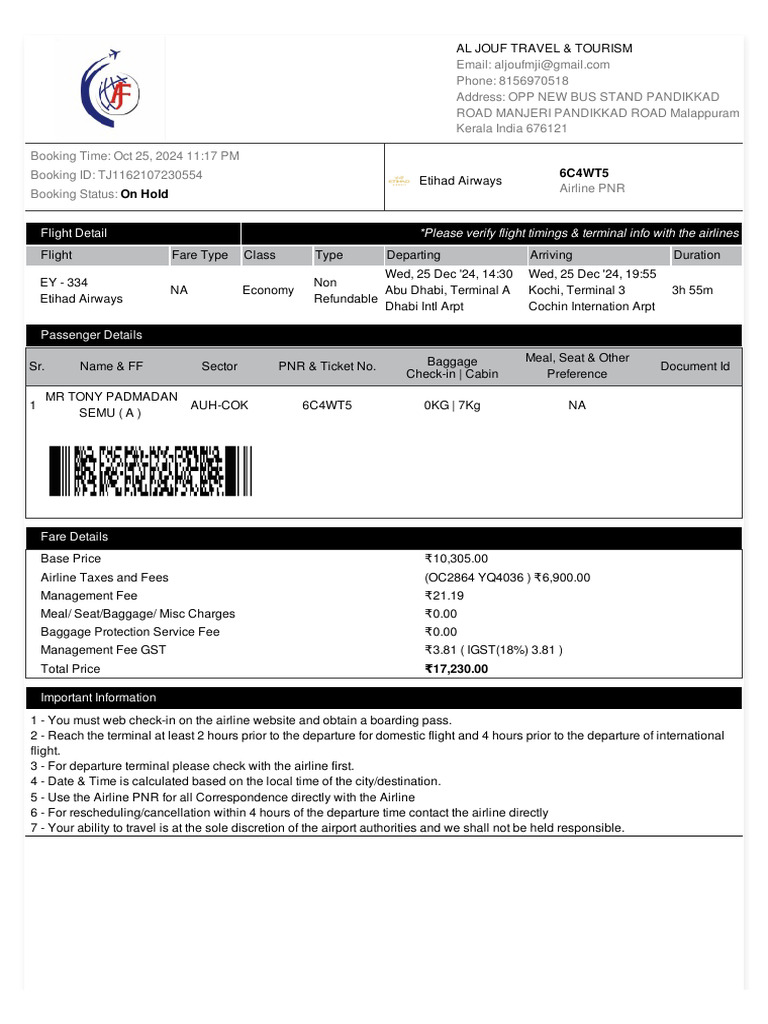 MR TONY PADMADAN SEMU x1 | PDF | Aviation | Transport