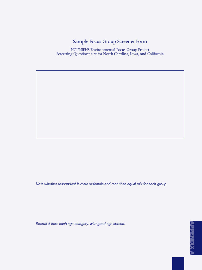 Sample - Focus Group Screener Form | PDF | Society Of The United States ...