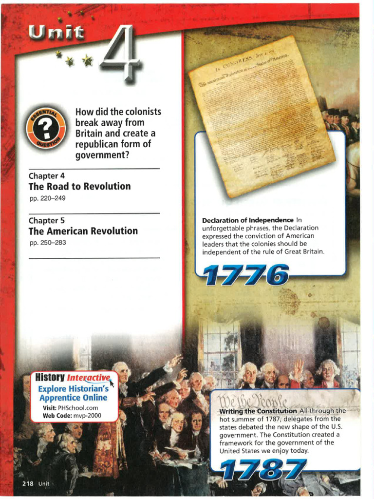 (Pages 218-249) Unit 4 Chapter 4 The Road To Revolution | PDF