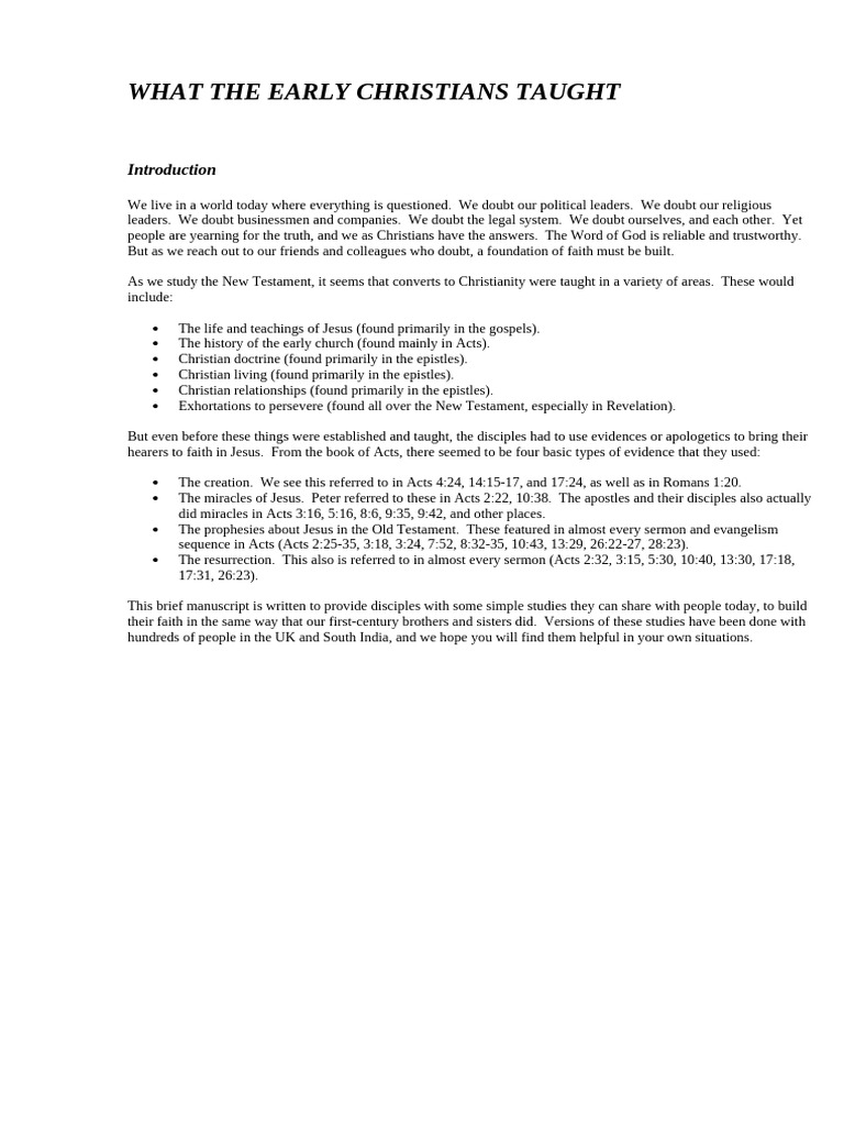 What The Early Christians Taught-Mark Templer | PDF | Jesus | Acts Of ...