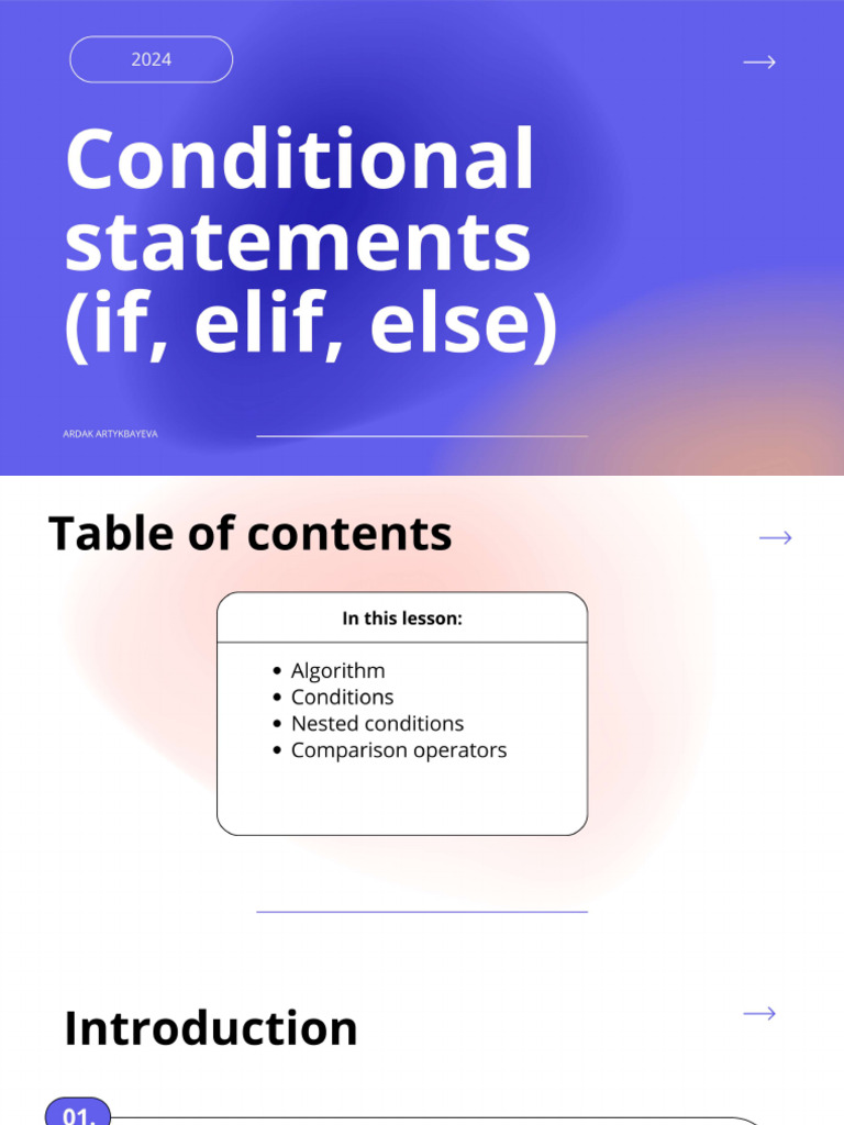 Conditional statements (if, elif, else)_compressed | PDF Conditional statements (if, elif, else)_compressed | PDF