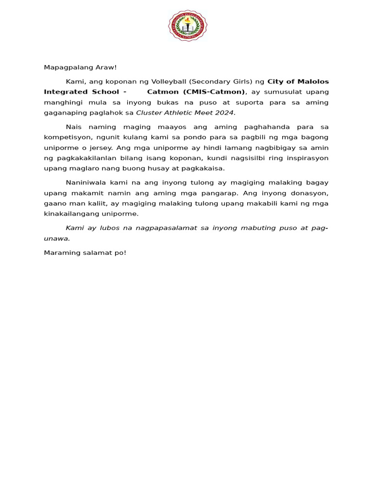 Solicitation Letter SNAG 2024 | PDF