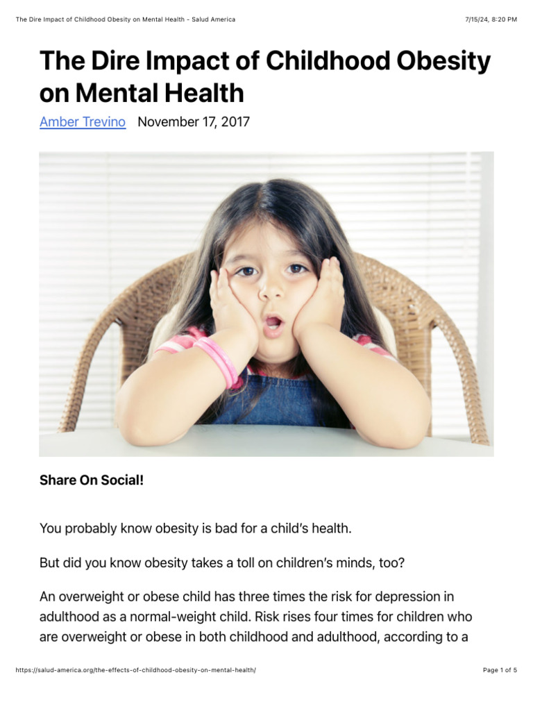 The Dire Impact of Childhood Obesity On Mental Health - Salud America ...