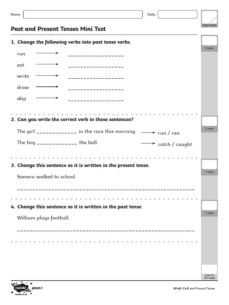 Past and Present Mini Test | PDF | Grammatical Tense | Verb