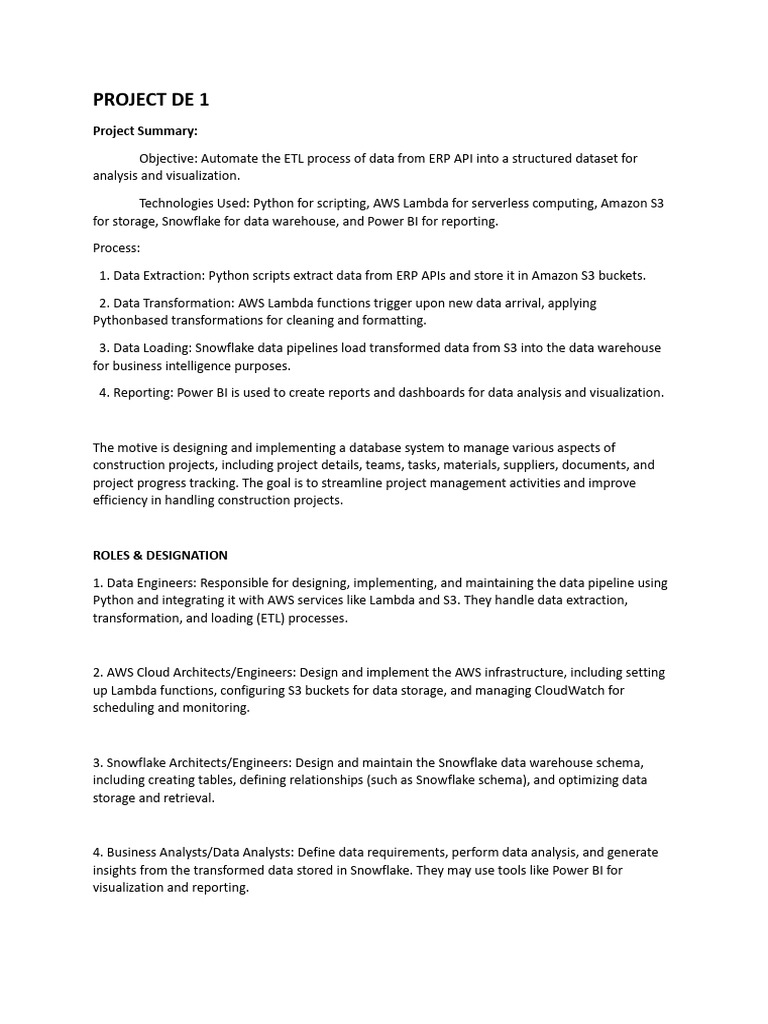PRJ DE 1 | PDF | Data Warehouse | Amazon Web Services