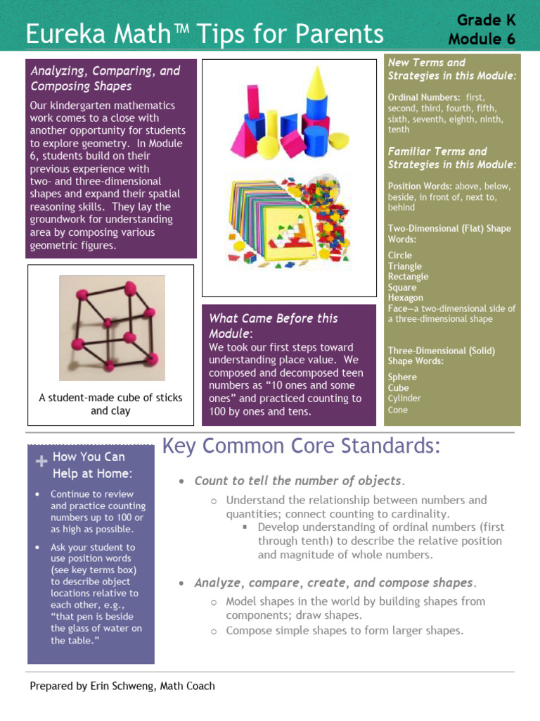 Parent Tip Sheet - Grade K Module 6 | PDF | Shape | Mathematics