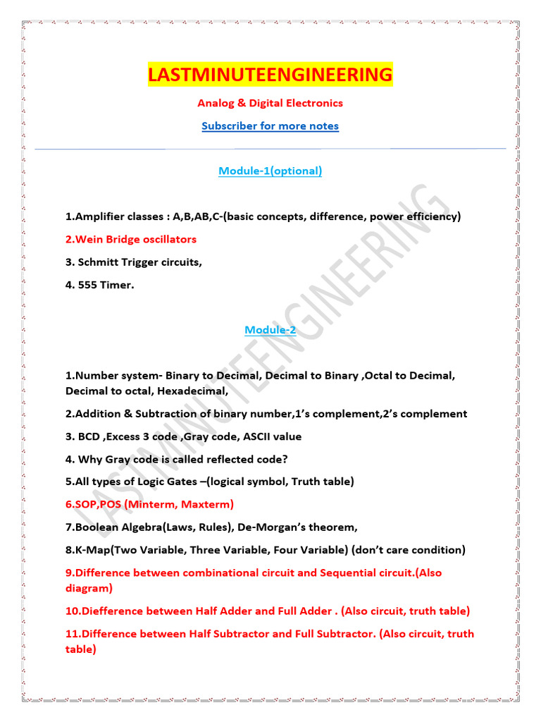 Analog - & - Digital - Electronics Suggestions | PDF