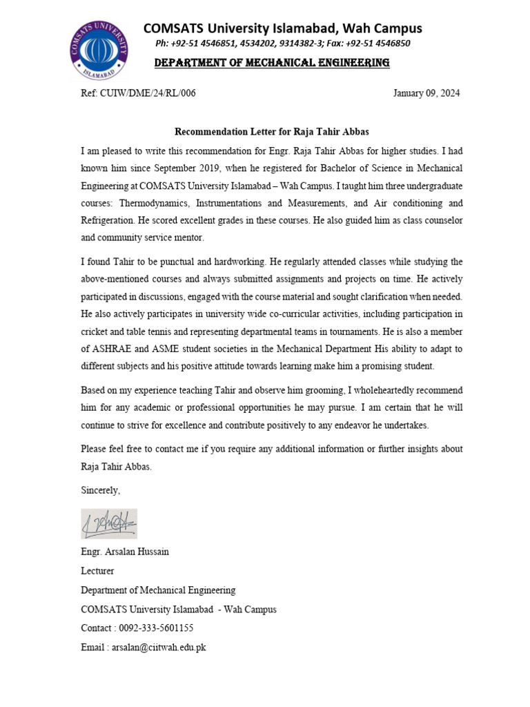 Recommendation Letters | PDF