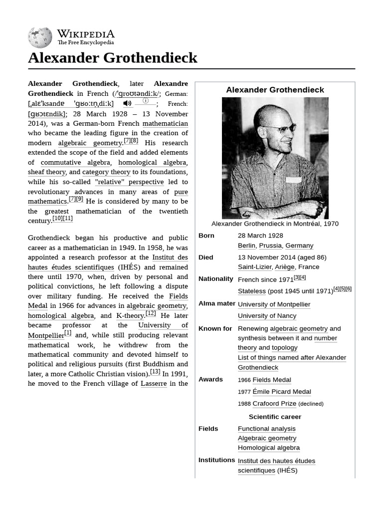 Alexander_Grothendieck | PDF | Ring (Mathematics) | Geometry