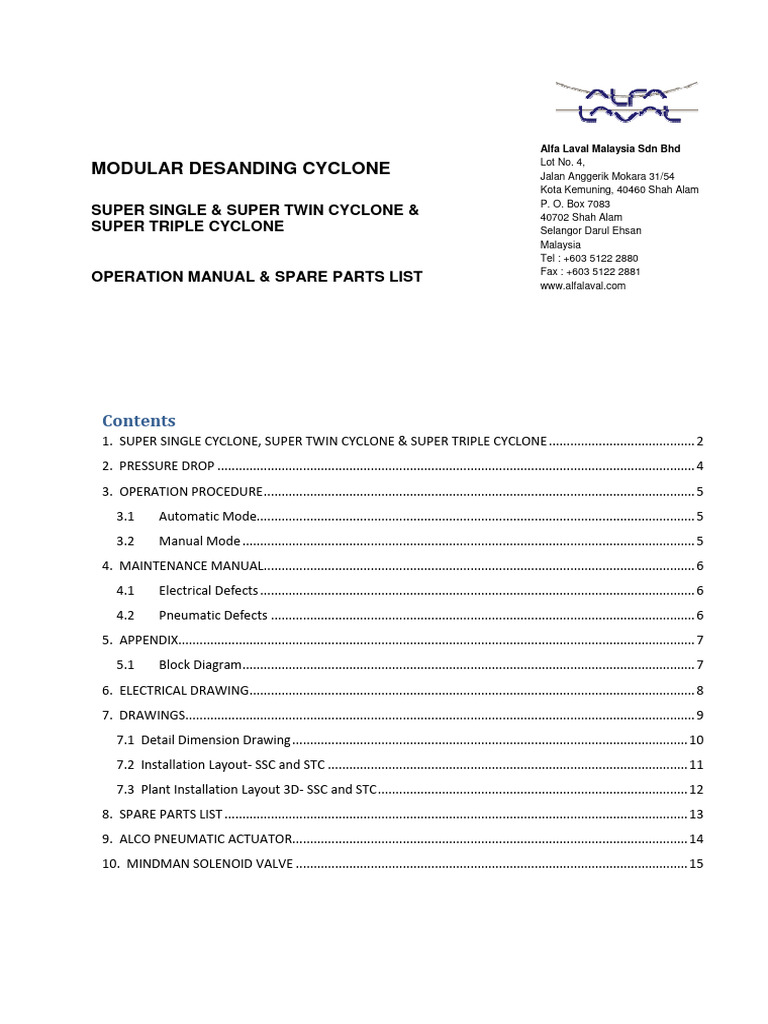 Modular Single SSC, Twin STC, Triple STRC Cyclones Operation Manual ...