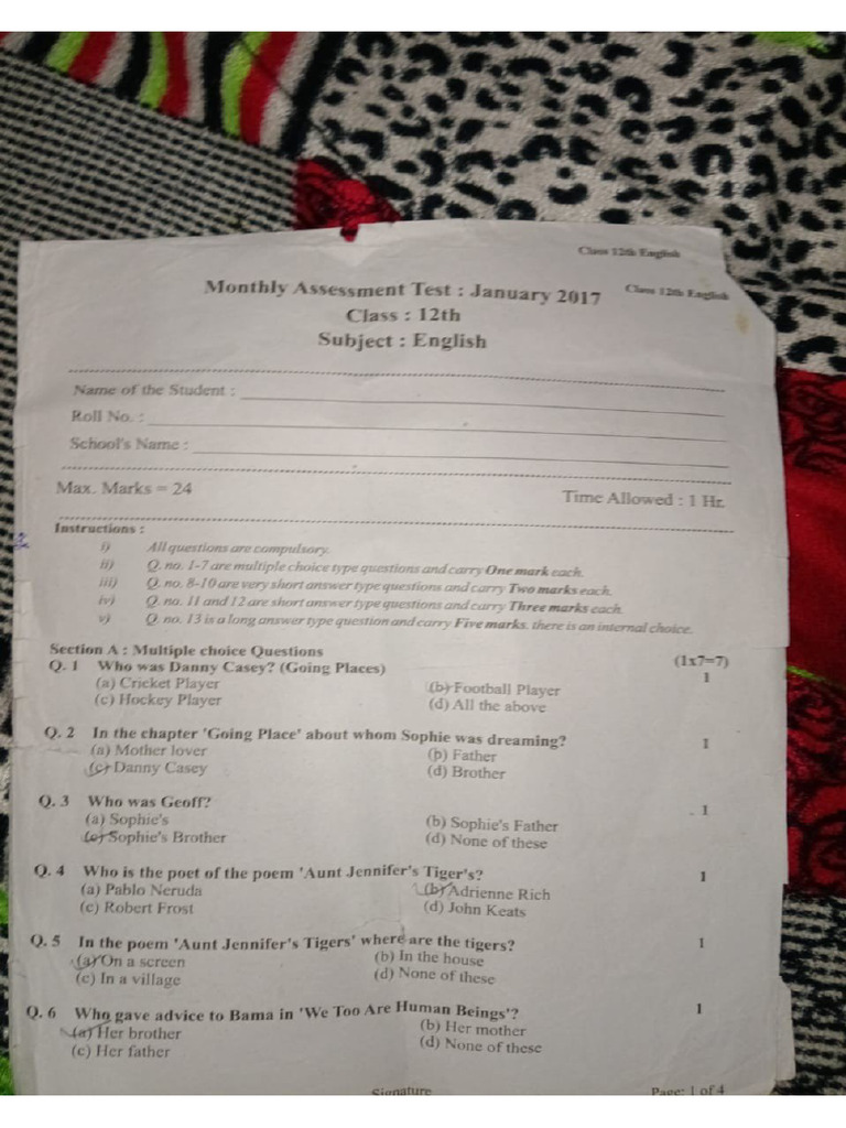 Revision Paper Class 12 | PDF