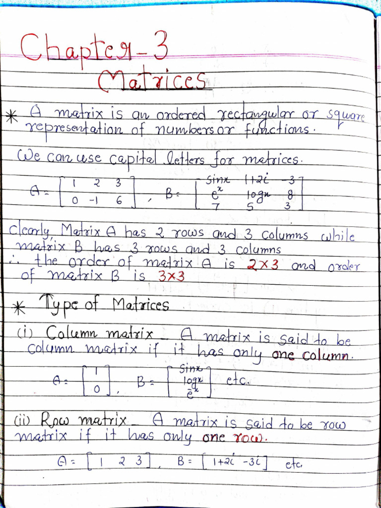 Definitions and Types of Matrices | PDF
