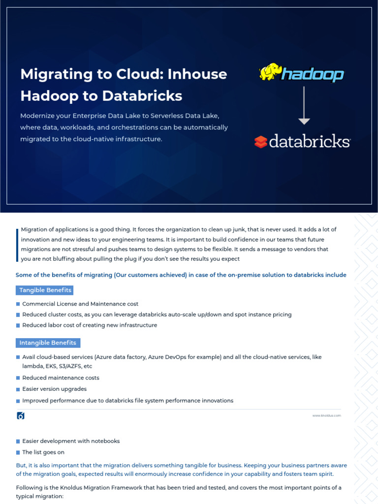 Migrating To Cloud: Inhouse Hadoop To Databricks | PDF | Cloud Computing | Scrum (Software ...