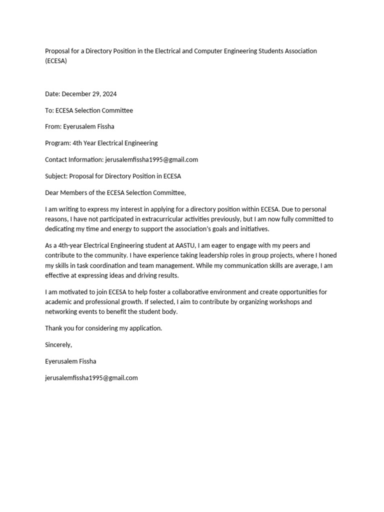ECESA Directory Position Proposal | PDF