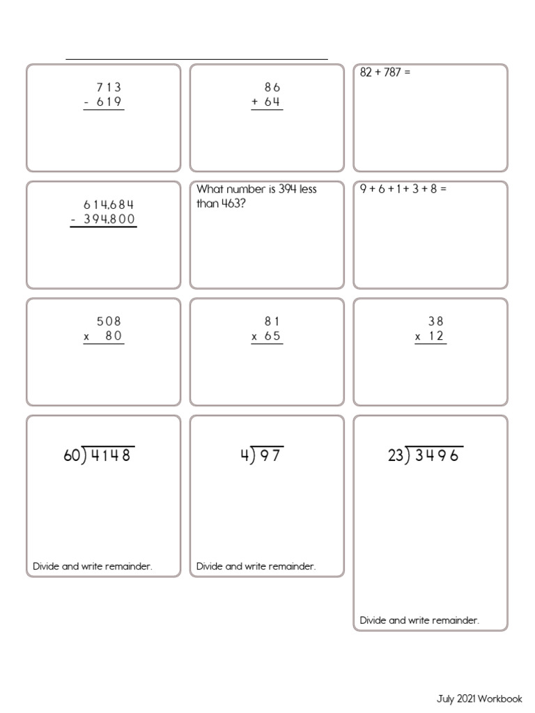 Math Worksheets Grade6 Printables | PDF