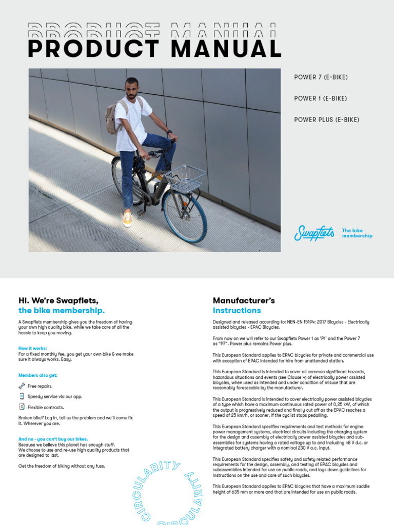 Swapfiets Product Manual - E-Bikes - 2023 - EN - Digital (NEW) | PDF | Battery Charger ...