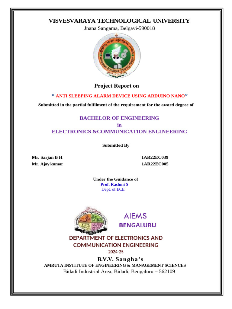 Anti Sleeping Alaram Devuce | PDF | Arduino | Computing