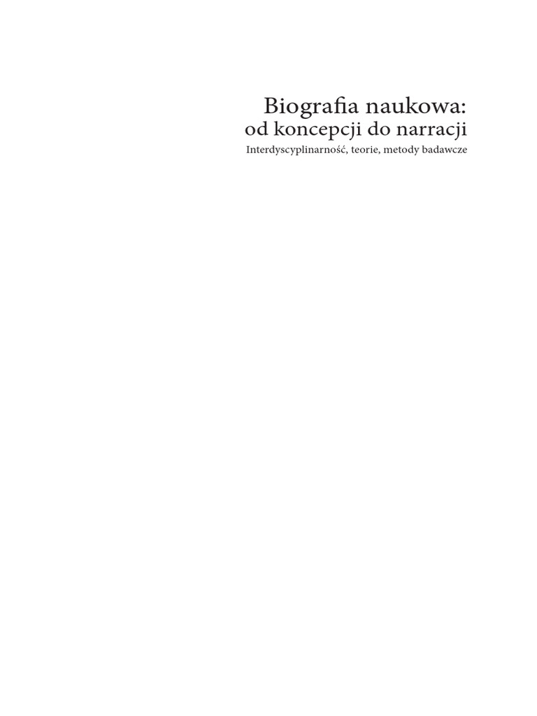 Calek Biografia Naukowa Od Koncepcji Do Narracji 2013 | PDF