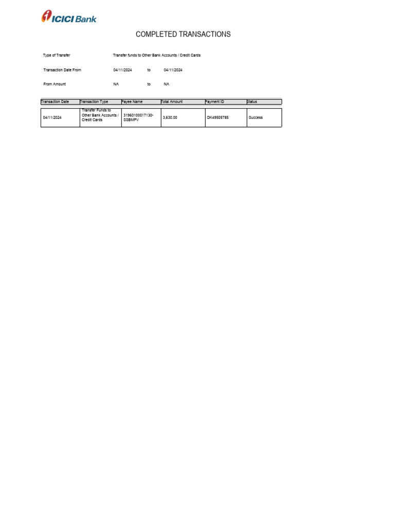Completed Fund Transfer Details | PDF