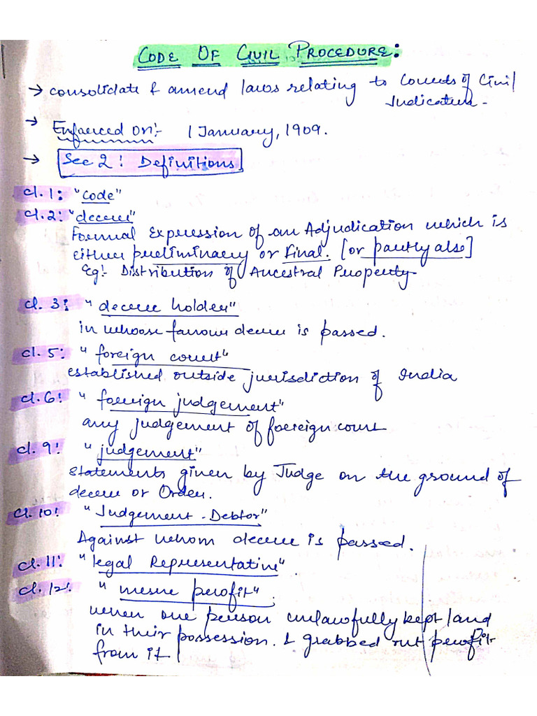 CPC Notes for AIBE | PDF