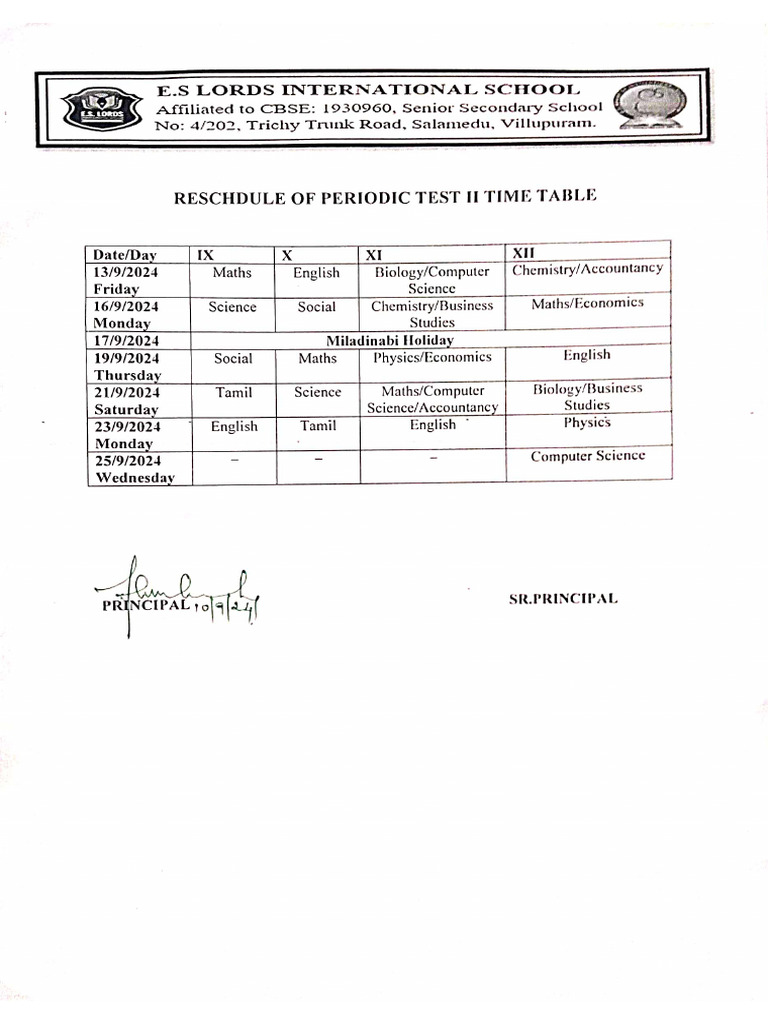 Rescheduled Time Table | PDF