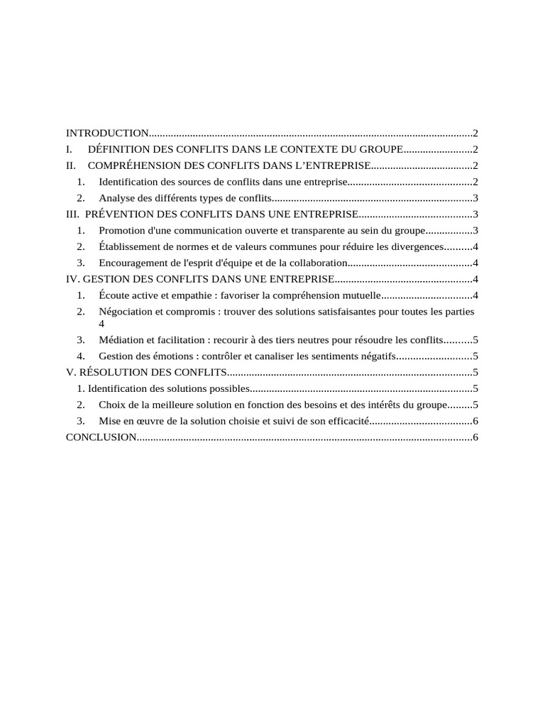Gestion et résolution des conflits en entreprise | PDF | Résolution de ...